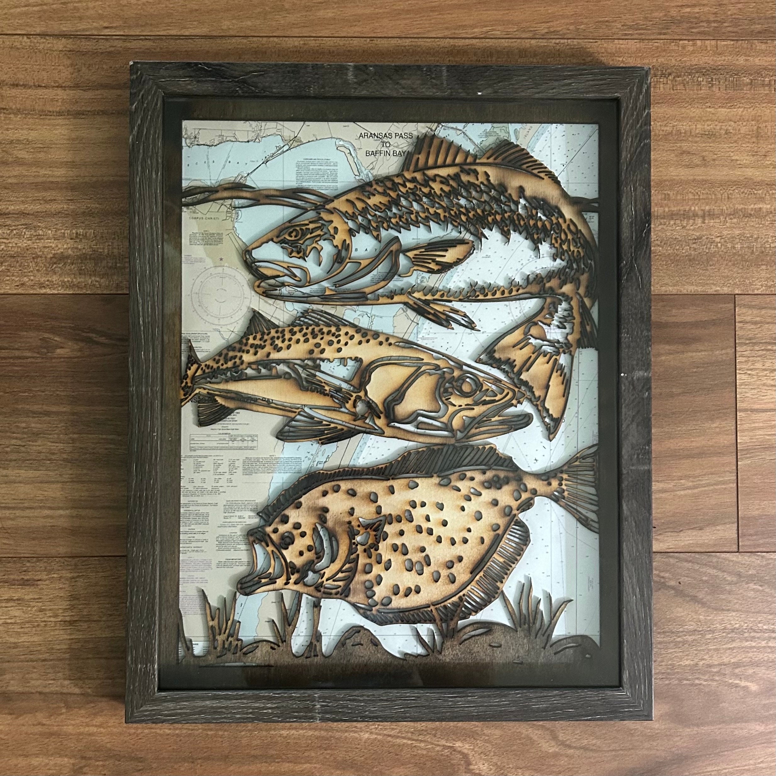 TEXAS SLAM Fishing 11x 14 ART, Redfish Flounder, Speckled Trout, Fifth ...