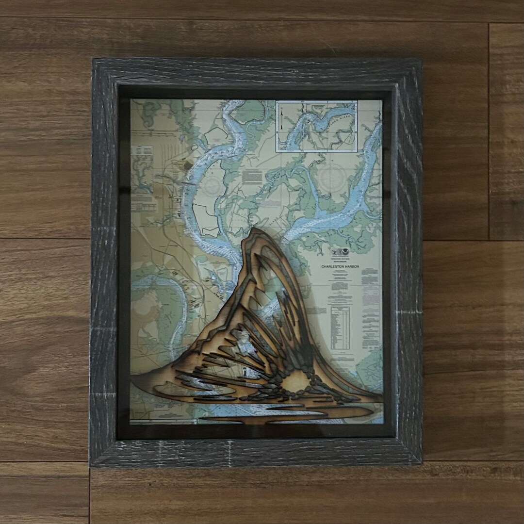 Tailing Redfish 8x10 CHARLESTON HARBOR Shadowbox Laser Art, South ...