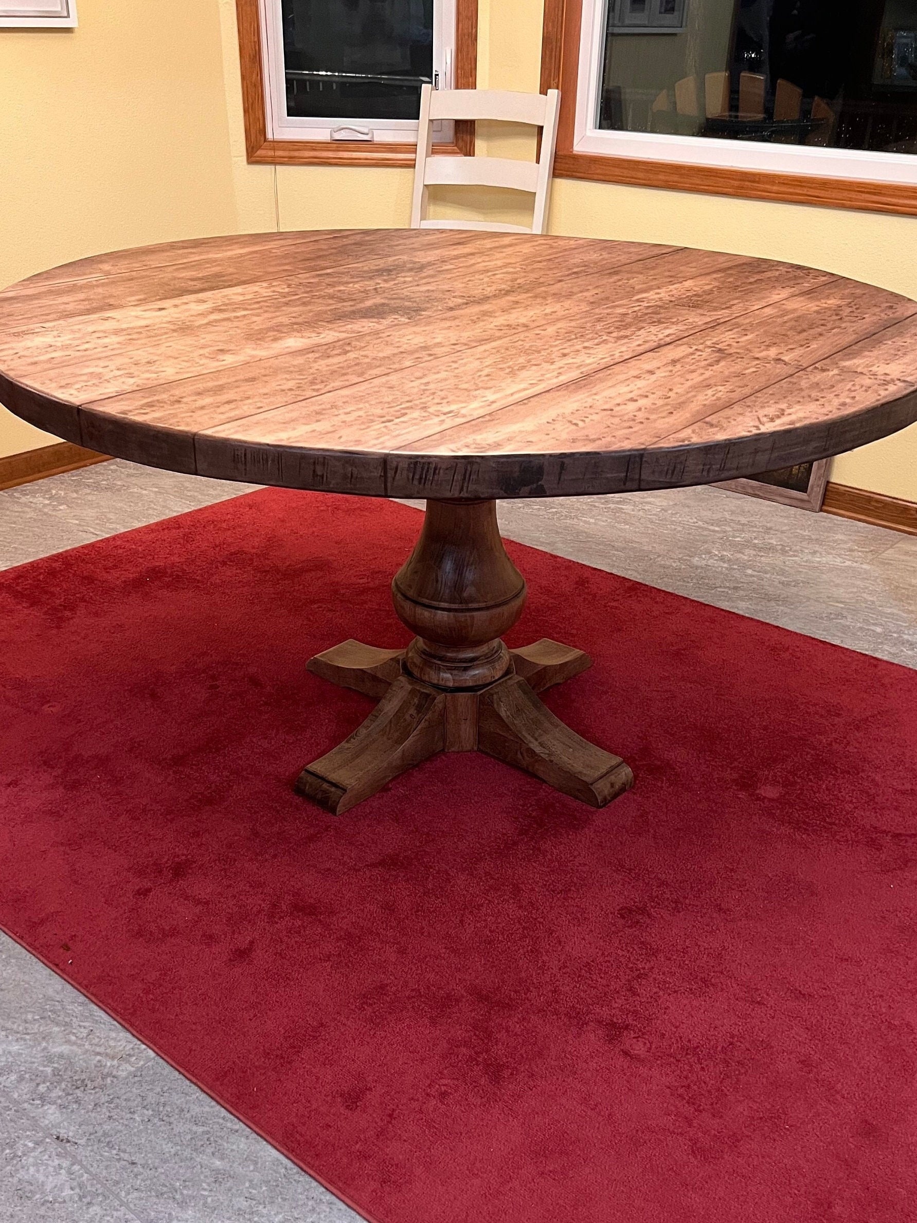 Distressed Rustic Maple Round Dining Table - Etsy