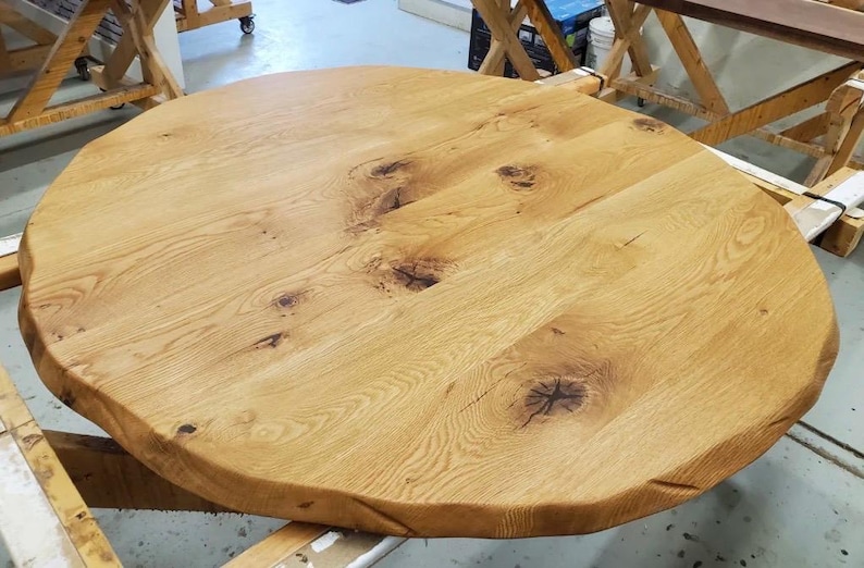 Distressed Rustic Maple Round Dining Table - Etsy