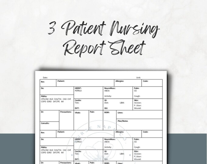 2 Patient Report Sheet: Medical Surgical/pcu - Etsy Canada
