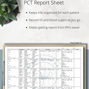 6 Patient Pct Report Sheet Bundle, Cna Report Sheet Bundle, HIGH ...