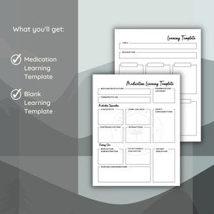 Medication Learning Template, Nursing Student, HIGH QUALITY, Study Aid ...