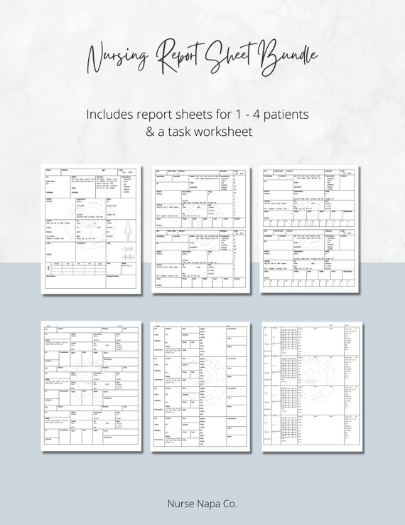 Nursing Report Sheet Bundle Multiple Patient Report Sheet - Etsy