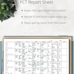 7 Patient Pct/cna Report Sheet, Patient Organization, HIGH QUALITY ...