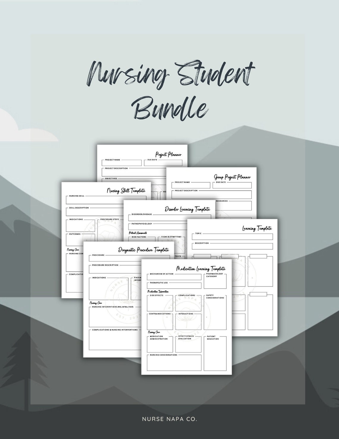 Nursing Student Bundle, Learning Template, Concept Map, Student ...