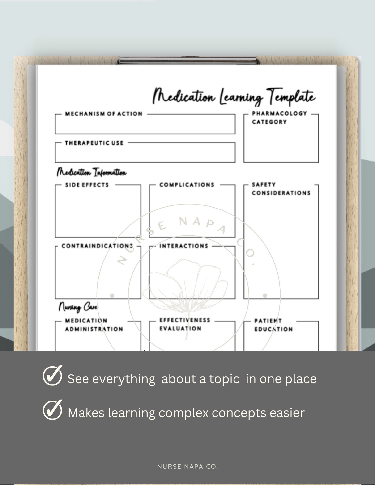 Medication Learning Template, Nursing Student, HIGH QUALITY, Study Aid ...