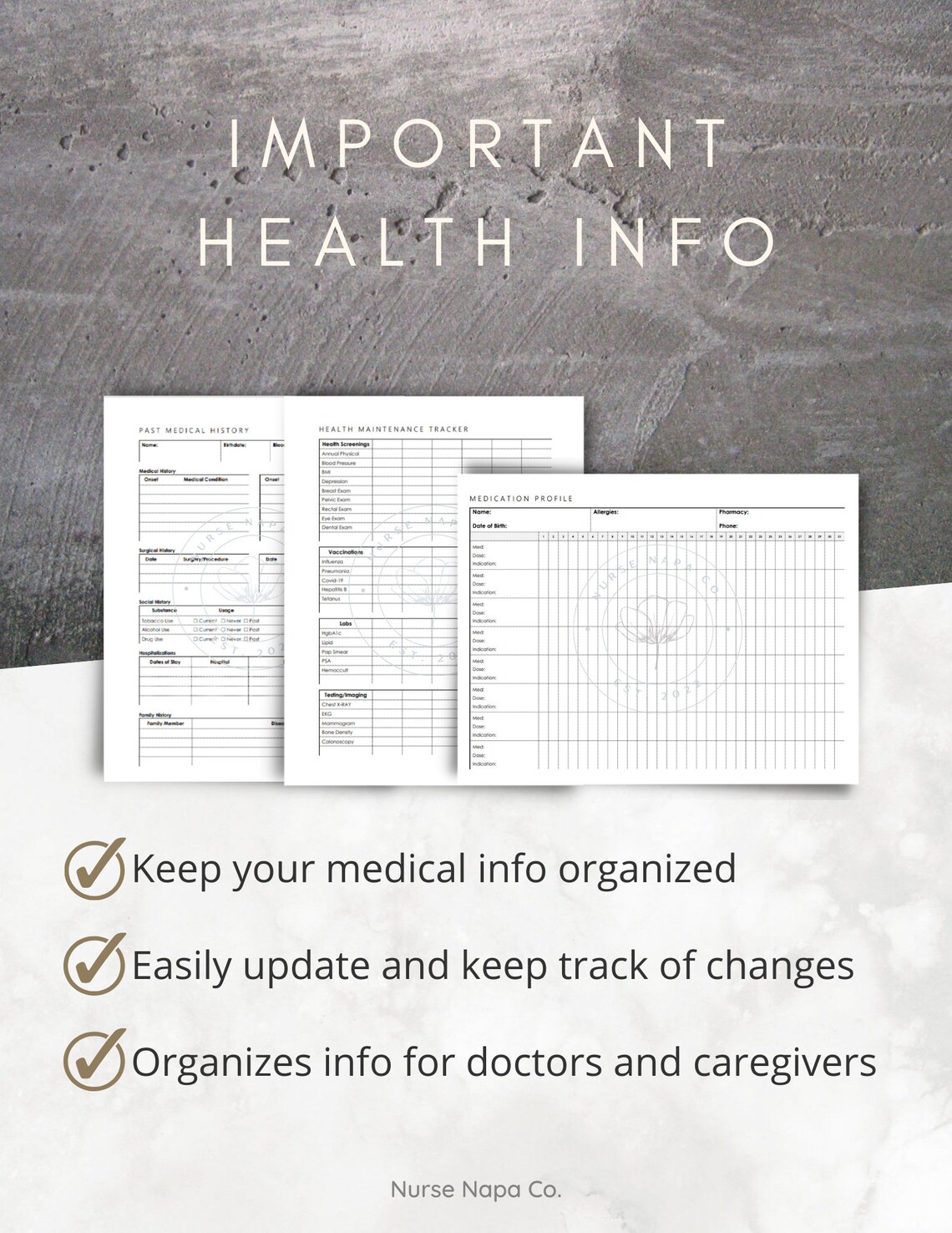 Health Profile, Medical Organizer, Health Maintenance, Medical History ...