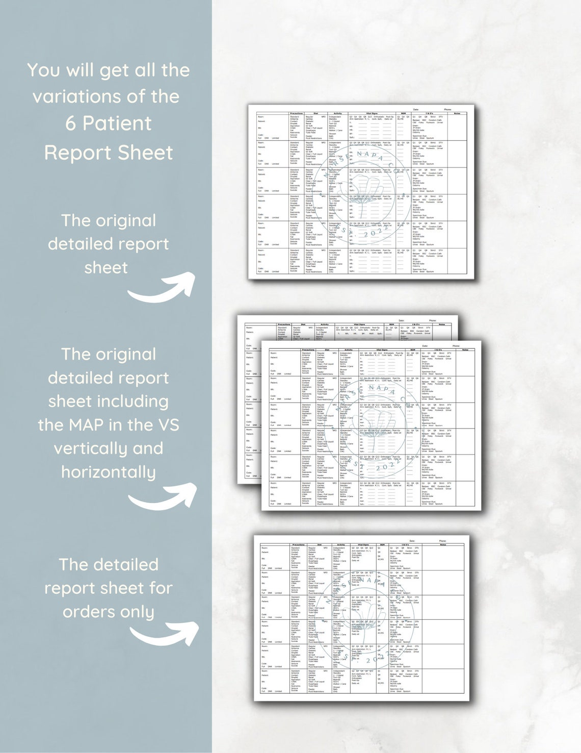 6 Patient Pct Report Sheet Bundle, Cna Report Sheet Bundle, HIGH ...