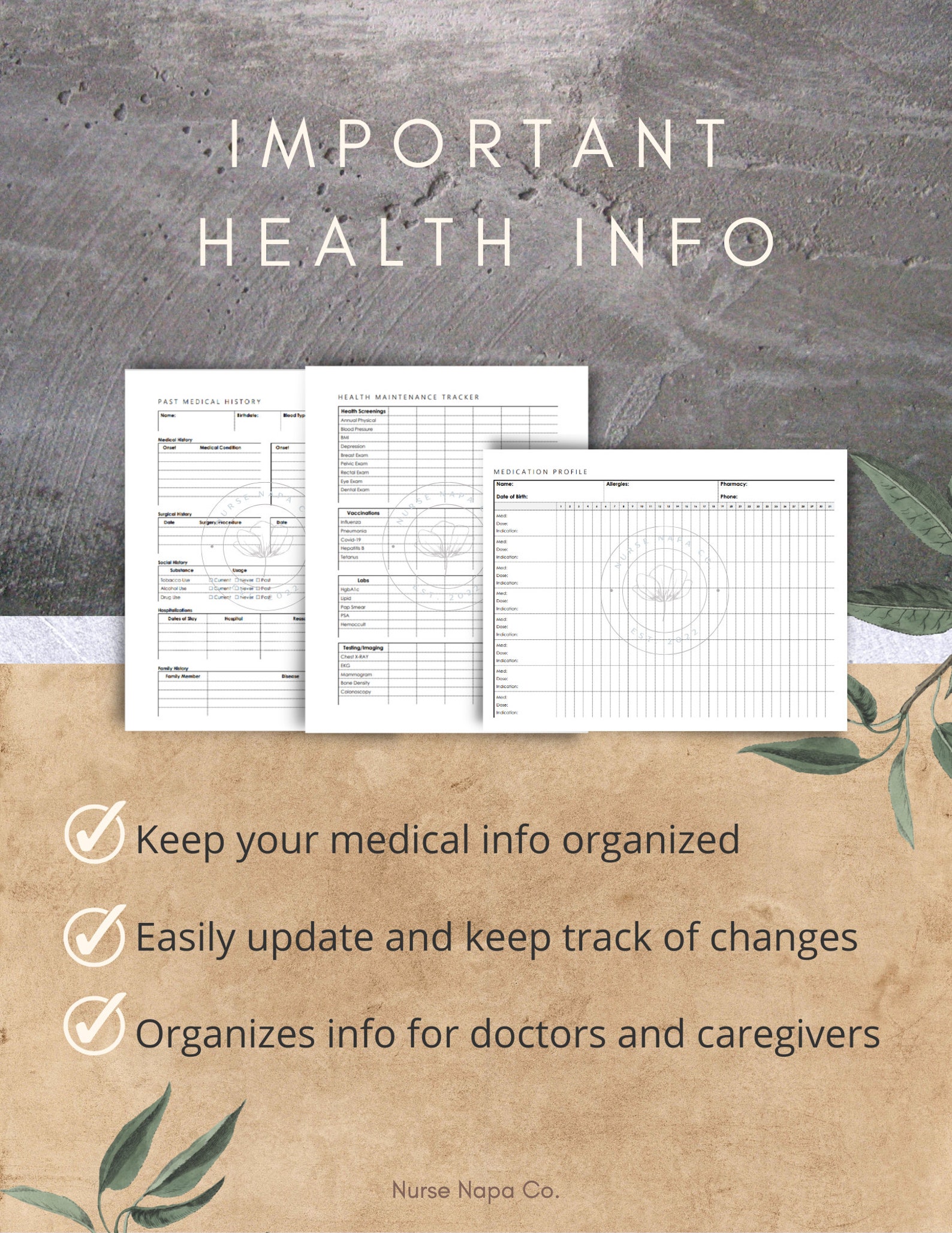 Health Profile Medical Organizer Health Maintenance Medical - Etsy