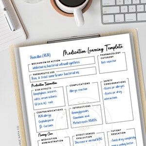 Medication Learning Template, Nursing Student, HIGH QUALITY, Study Aid ...