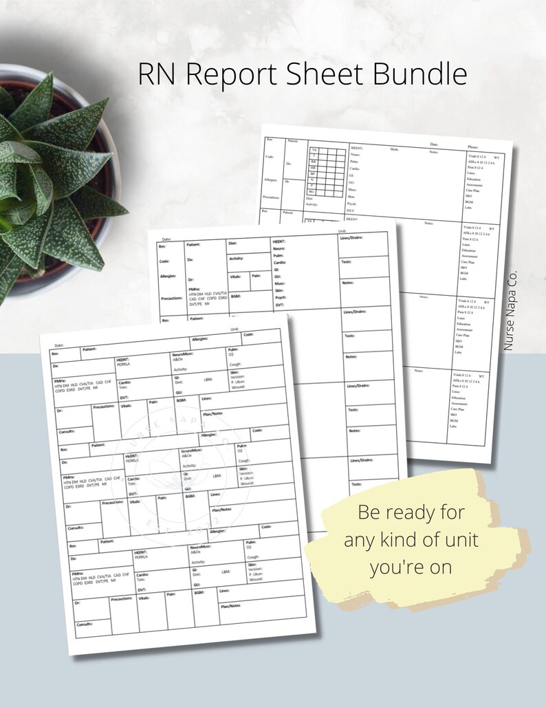 Nursing Report Sheet Bundle Multiple Patient Report Sheet - Etsy