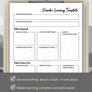 Disorder Learning Template, Disease Template, Nursing Student, Study ...