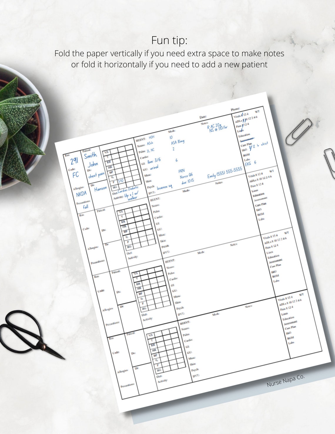 4 Patient Nursing Task Worksheet Shift Planner RN Task - Etsy