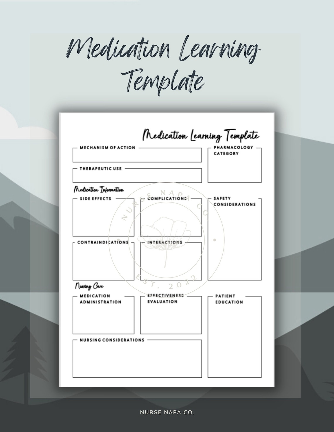 Medication Learning Template, Nursing Student, HIGH QUALITY, Study Aid ...