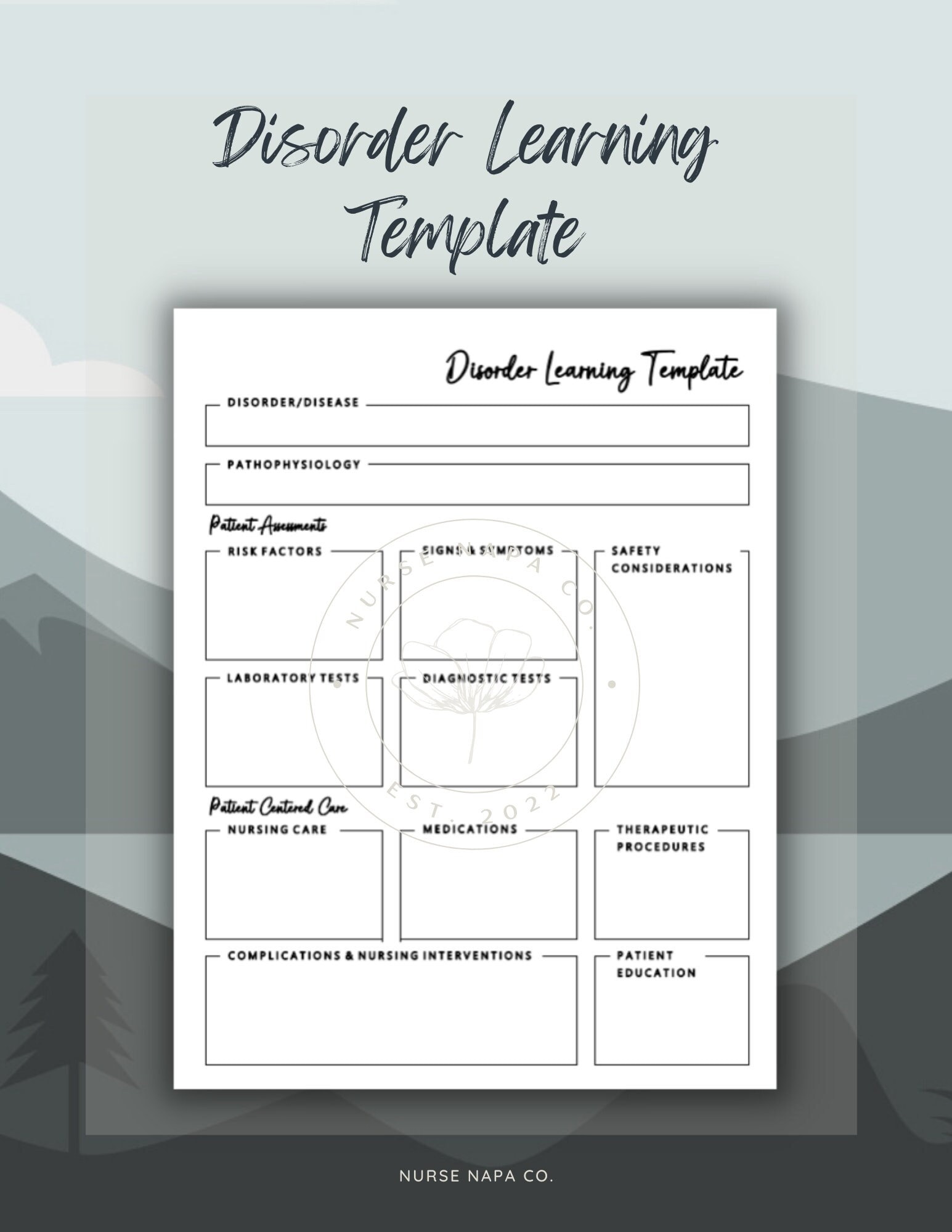 Disorder Learning Template, Disease Template, HIGH QUALITY, Nursing ...