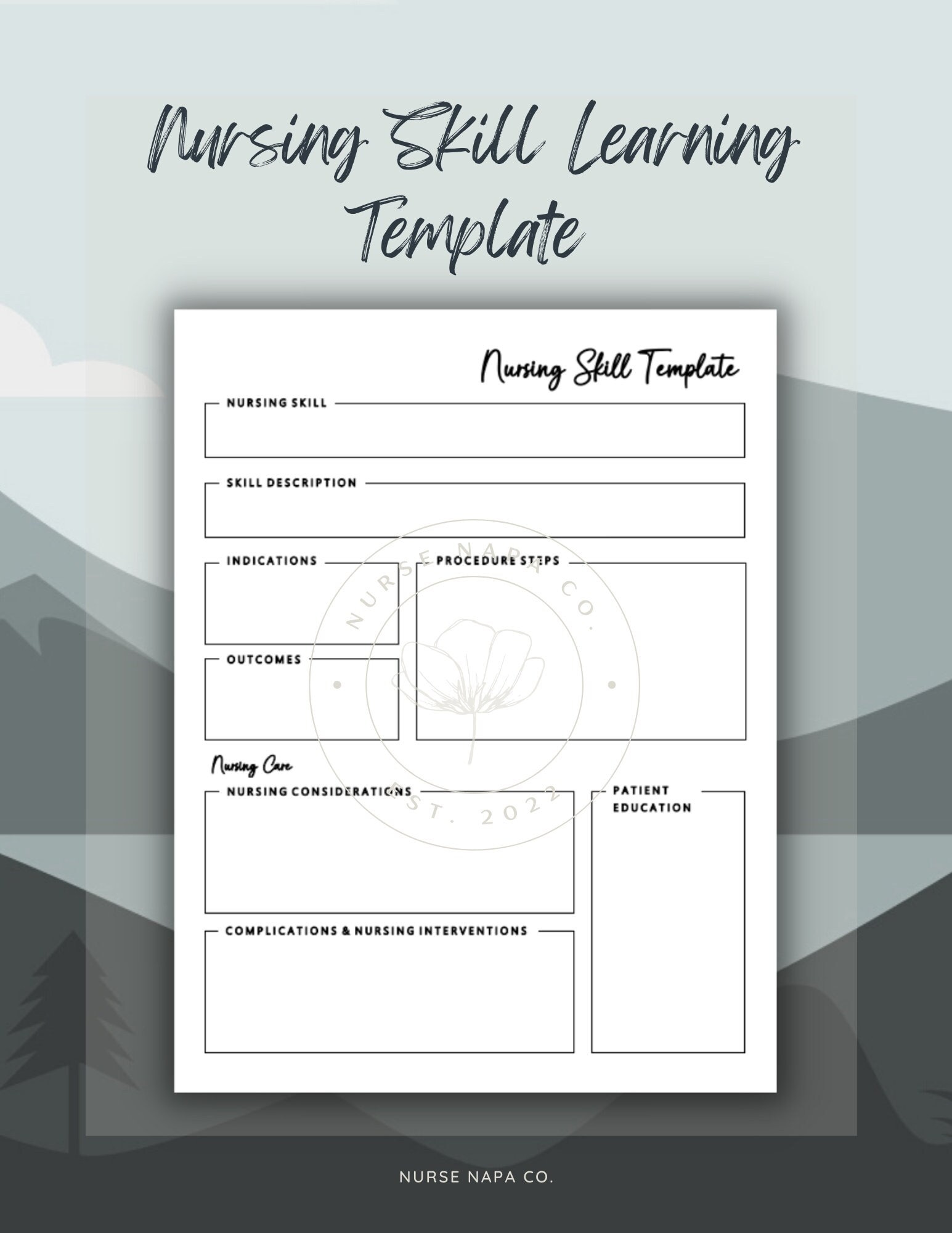 Nursing Skill Template, Study Aid, HIGH QUALITY, Nursing Student ...