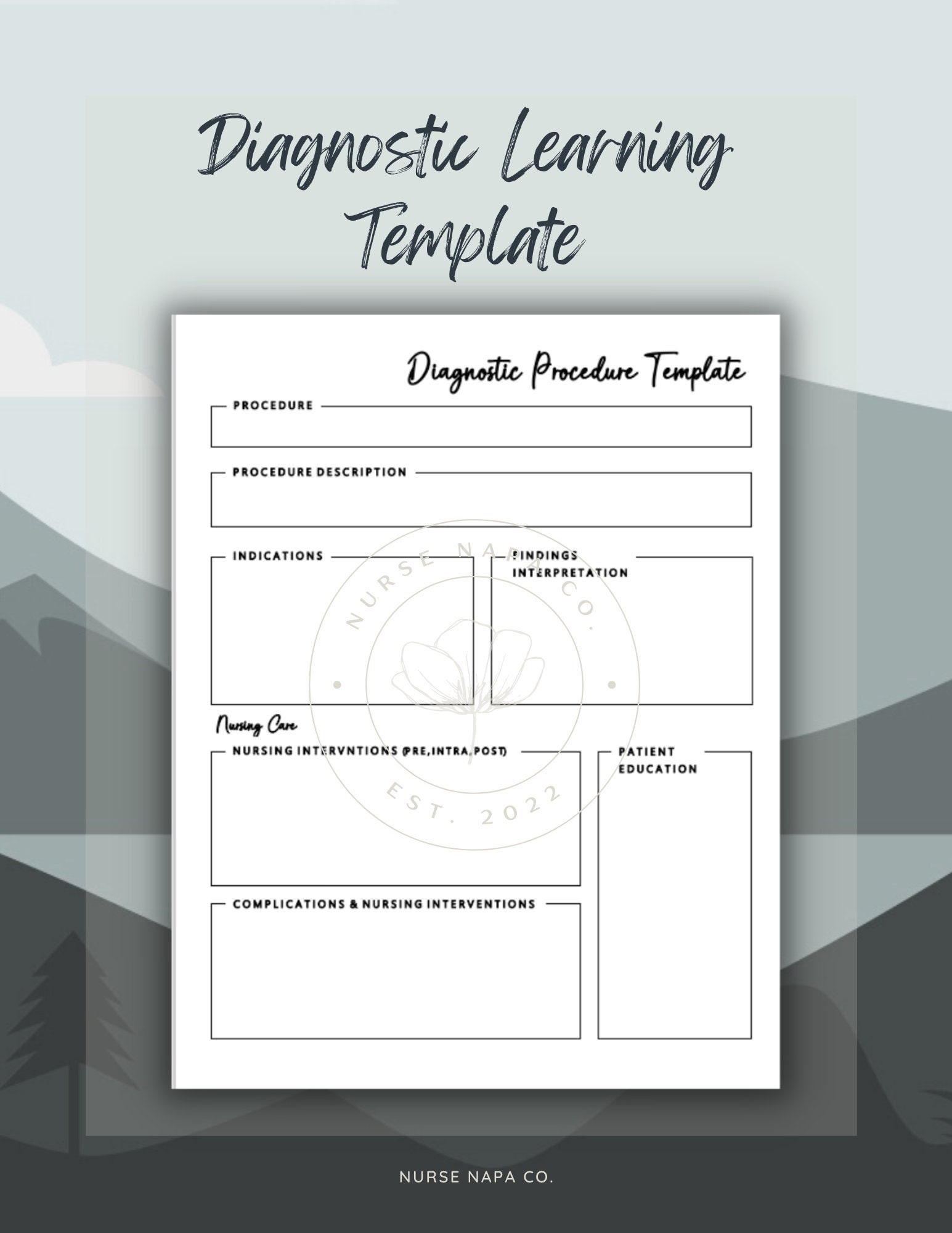 Diagnostics Learning Template, Nursing Student, HIGH QUALITY, Study Aid ...