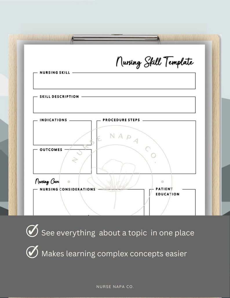 Nursing Skill Template, Study Aid, HIGH QUALITY, Nursing Student ...