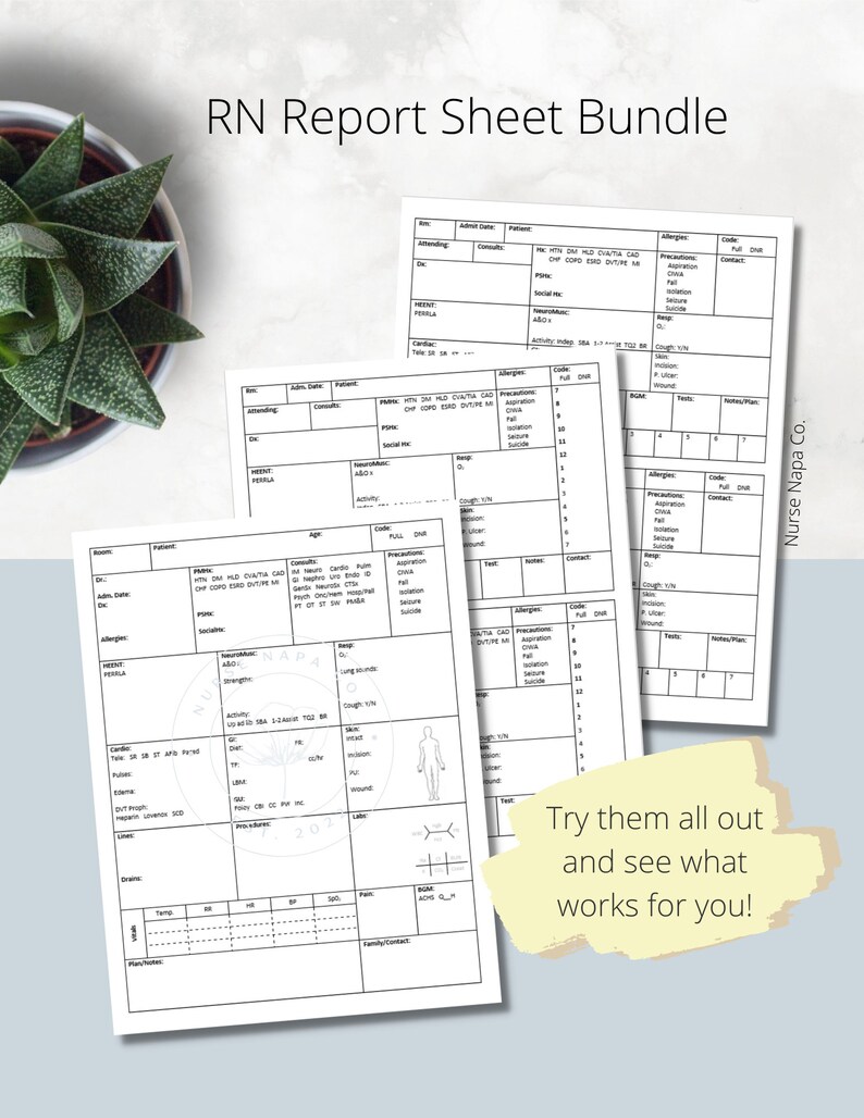 Nursing Report Sheet Bundle Multiple Patient Report Sheet - Etsy