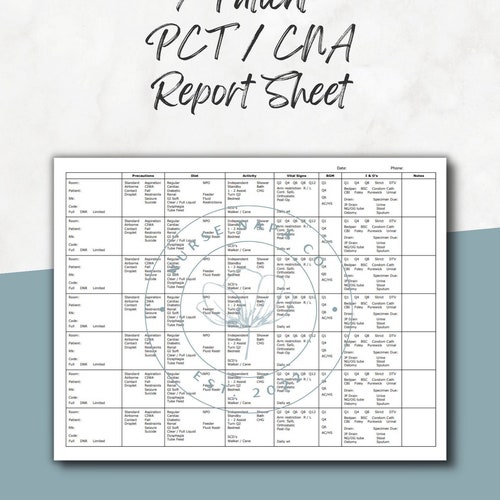 CNA 6 Patient Task List - Etsy