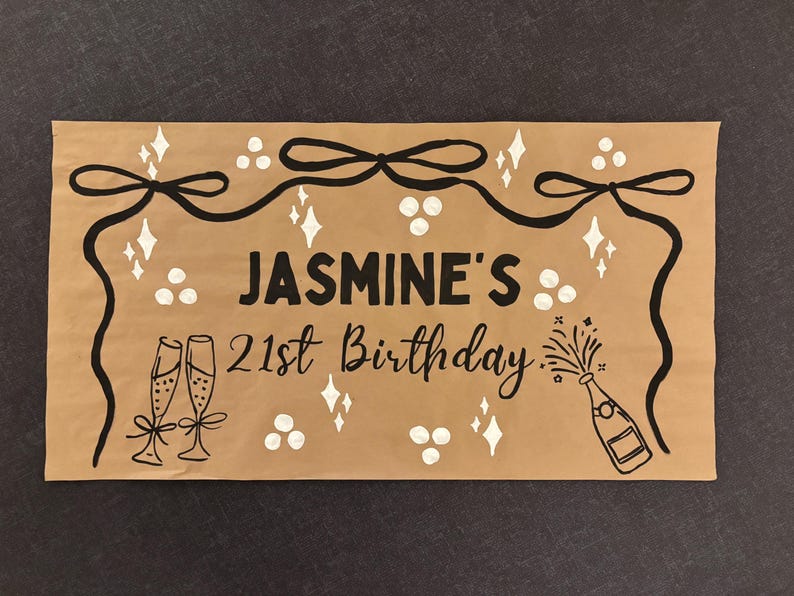Custom Banner, Brown Paper, Hand Painted for Birthdays, Parties, Your ...