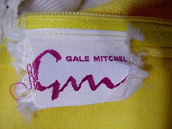 1960's Yellow Linen Dress Designer Gale Mitchel Size … - Gem