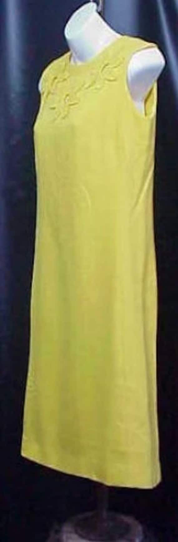 1960's Yellow Linen Dress Designer Gale Mitchel Size … - Gem