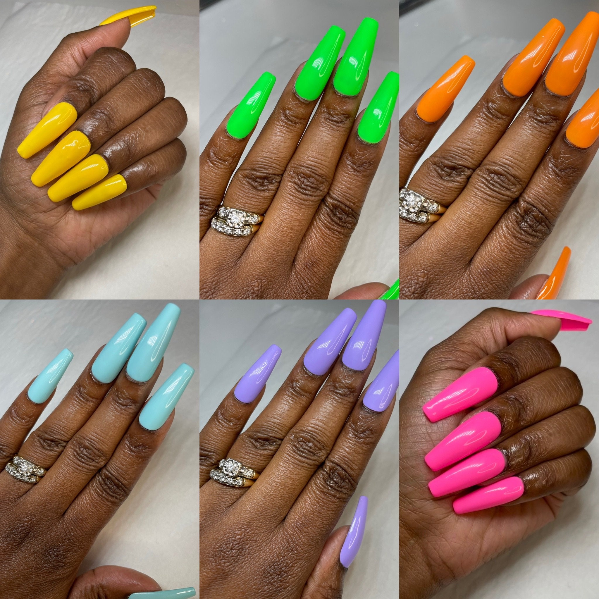 Neon Press on Nails - Etsy