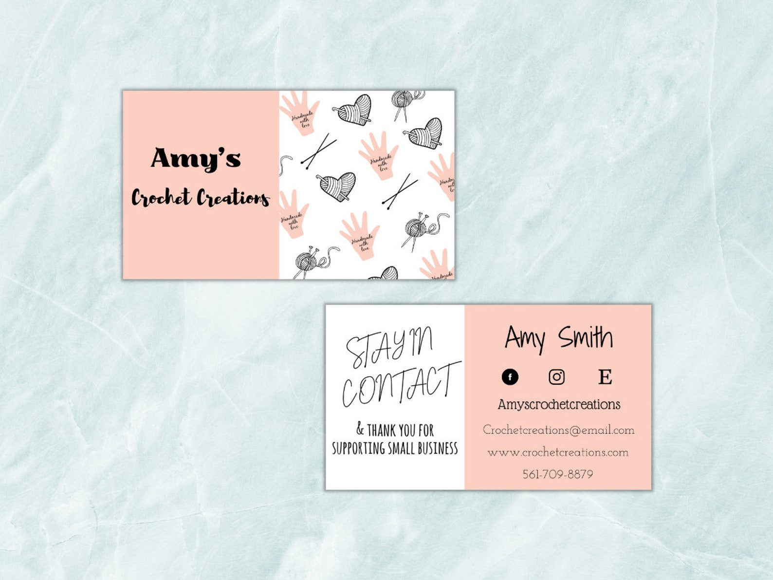 Crochet Business Card Template Crochet and Knitting Business Printable ...