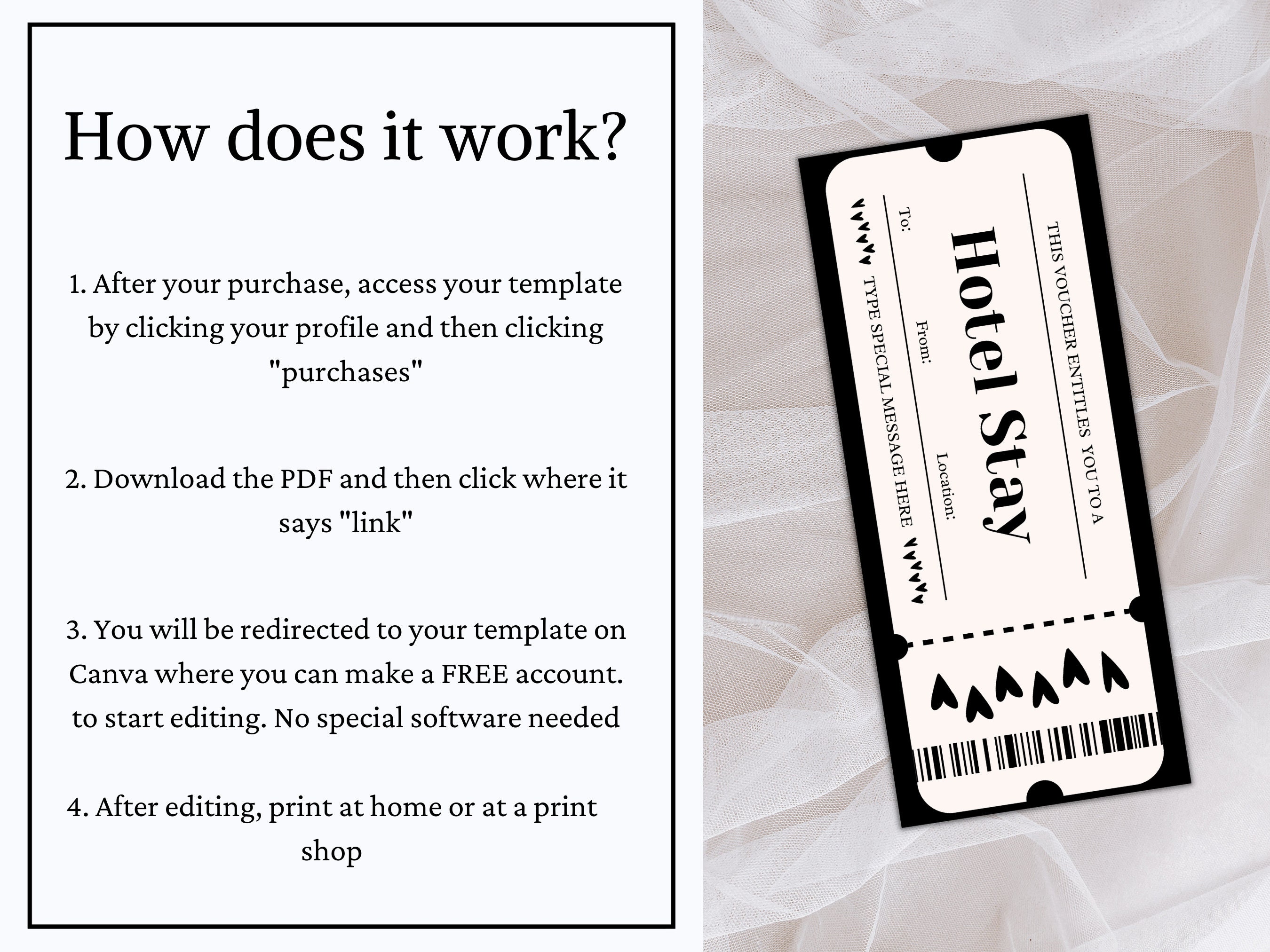 Hotel Voucher, Hotel Coupon Gift Card, Editable Surprise Weekend ...