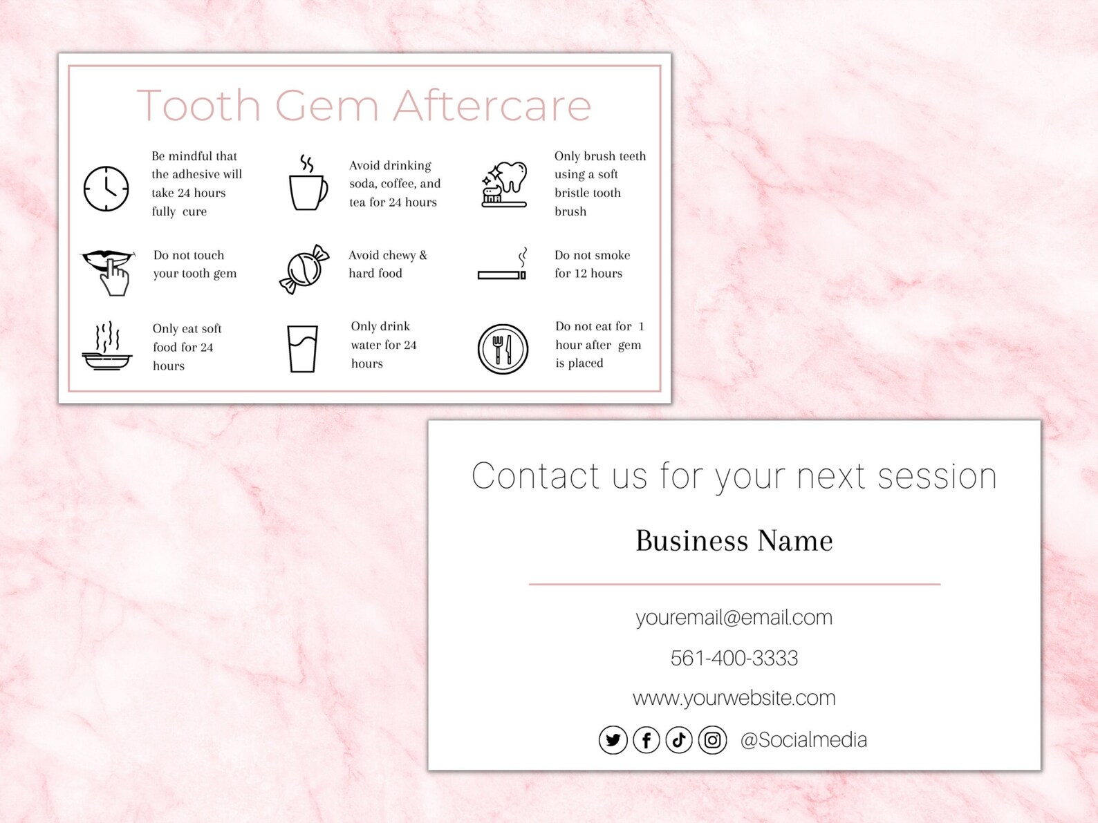 Aftercare Card Tooth Gem Template Tooth Gem Aftercare Card - Etsy