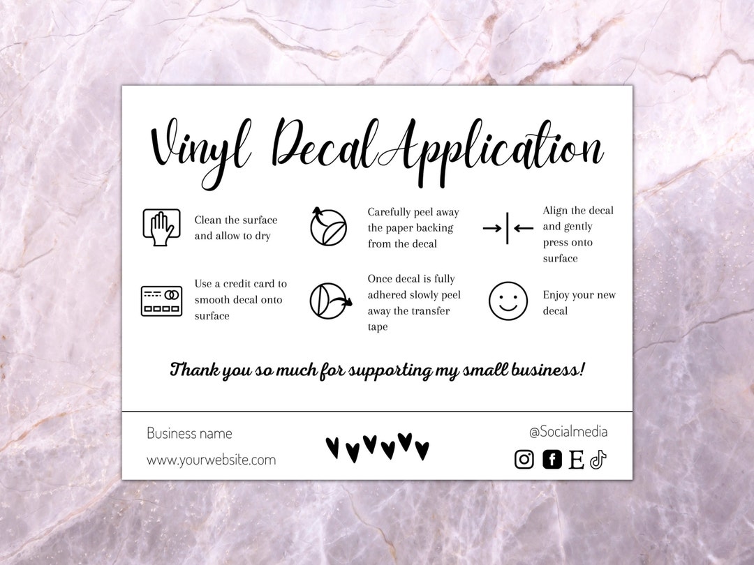 Apply Vinyl Decal Instructions, Instructions for Car Decal, Decal Instructions Card Printable ...
