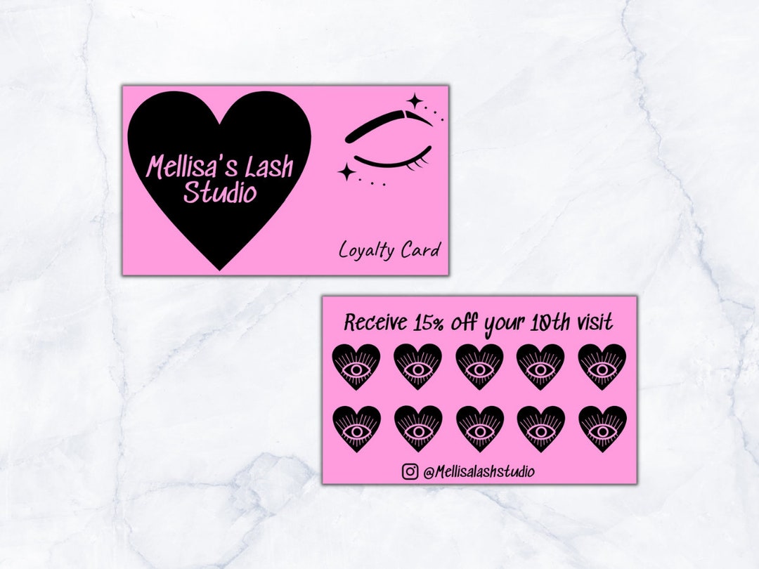Editable Lash Tech Loyalty Card Template Lashes, Nails, Hair, Boutique ...