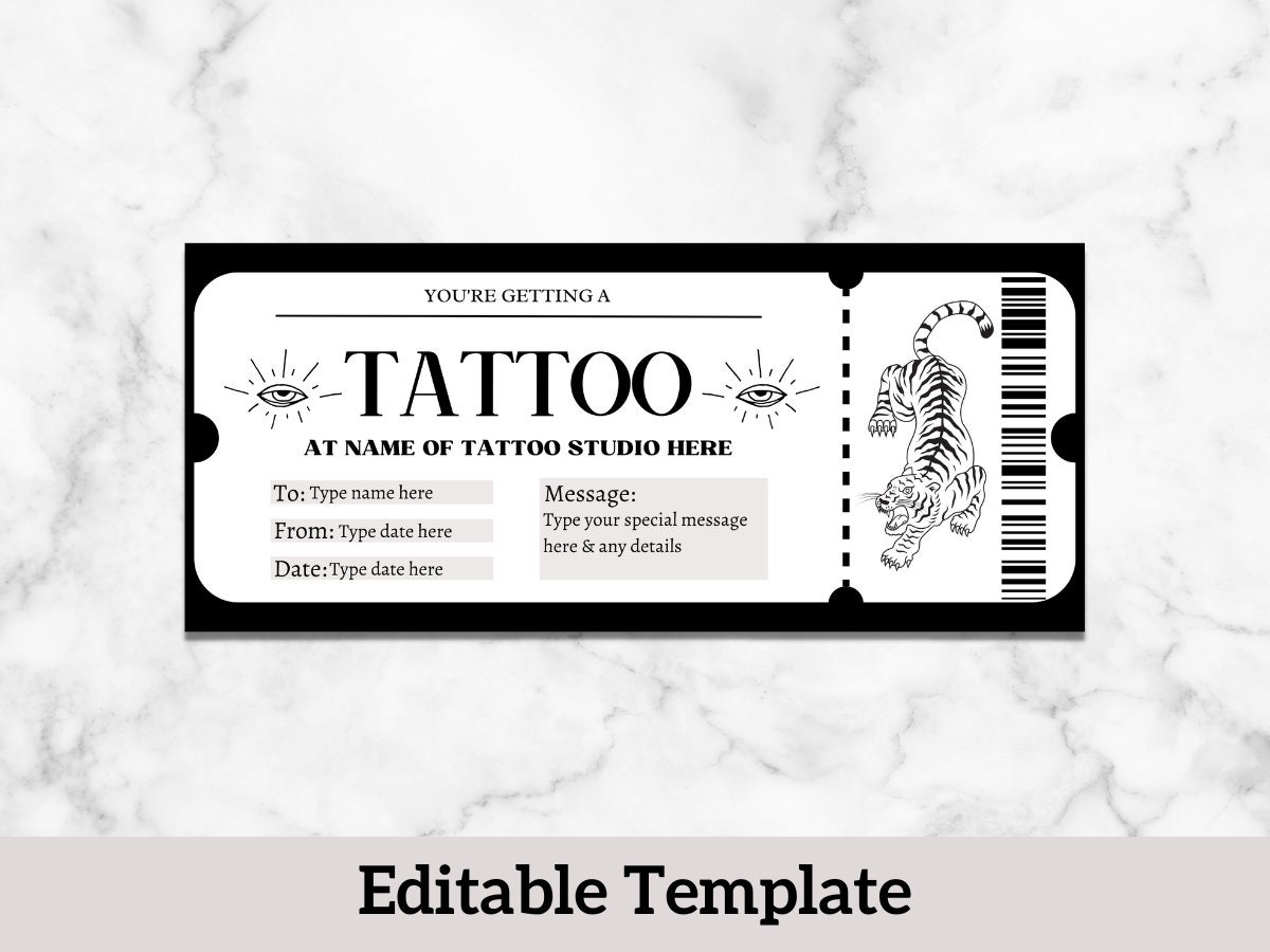 Caja Sorpresa Tattoos Vale Para Tatuaje, Certificado De Regalo Para