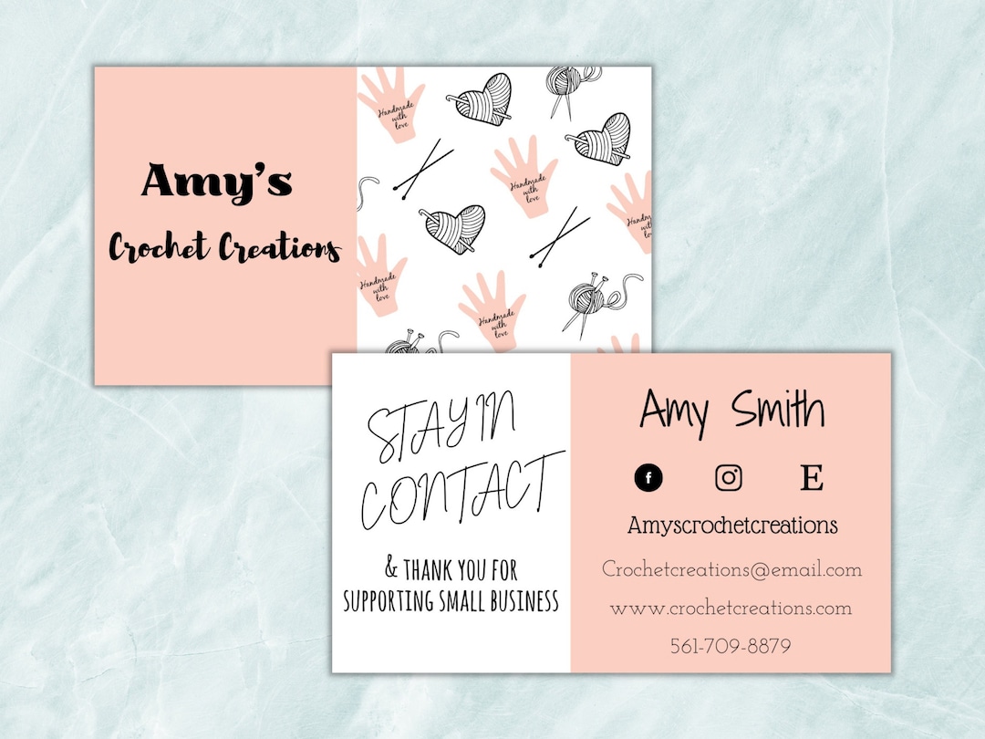 Crochet Business Card Template Crochet and Knitting Business - Etsy