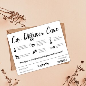 Car Diffuser Care Card, Car Diffuser Instructions, Editable Car Scent ...