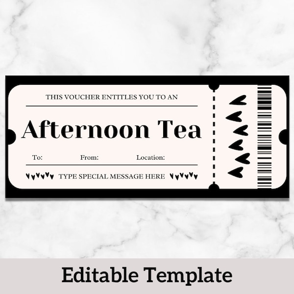 Afternoon Tea Voucher Template - Etsy