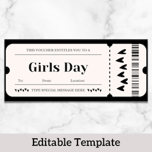 Girls Day Gift Certificate, Girls Day Coupon, Girls Day Voucher ...