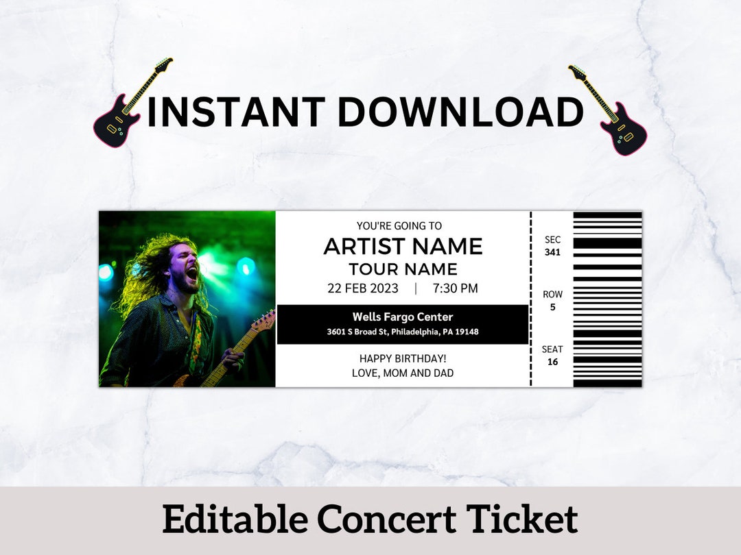 Editable Concert Ticket, Surprise Concert Ticket Gift, Tour Tickets ...