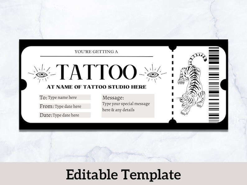 Tattoo Voucher Tattoo Gift Certificate Tattoo Coupon - Etsy