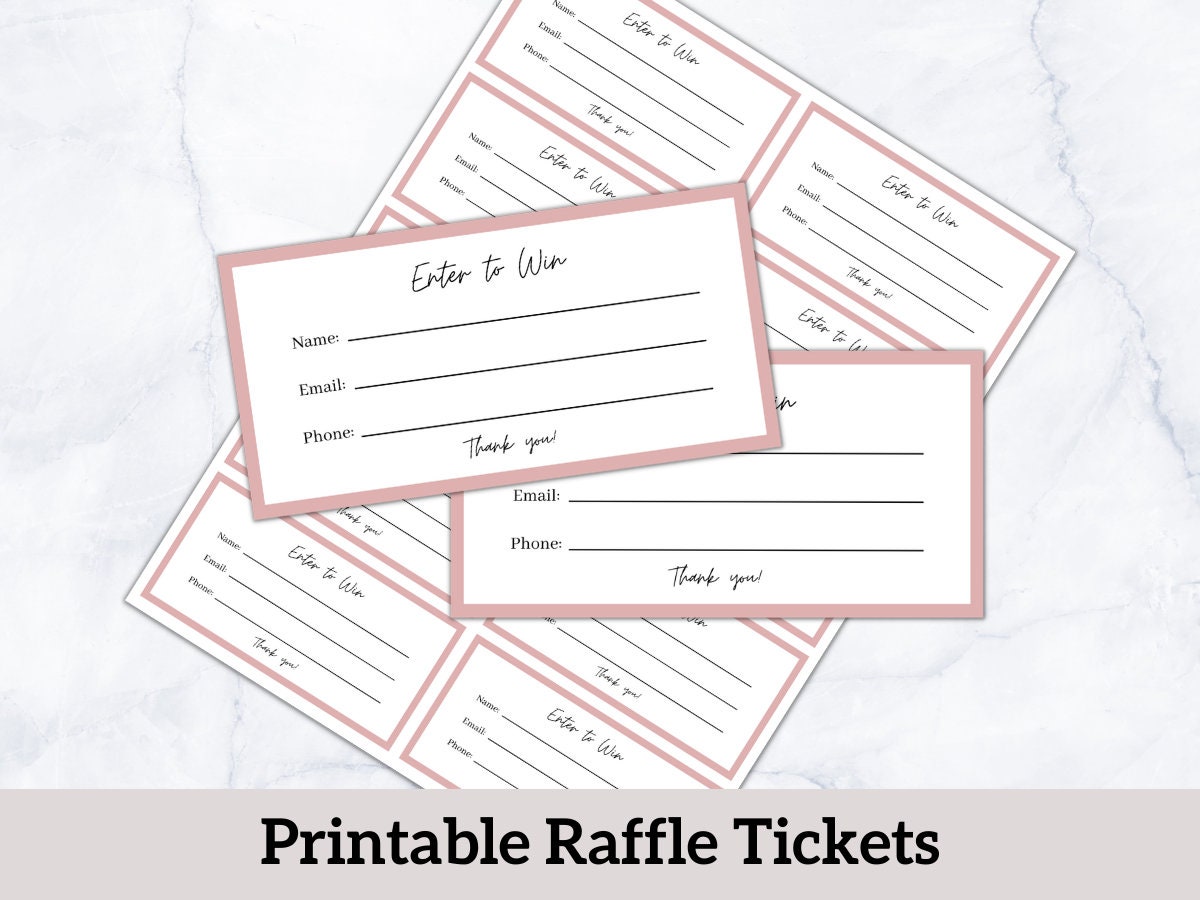 Raffle Card, Printable Raffle Tickets, Fundraiser, Raffle Download ...