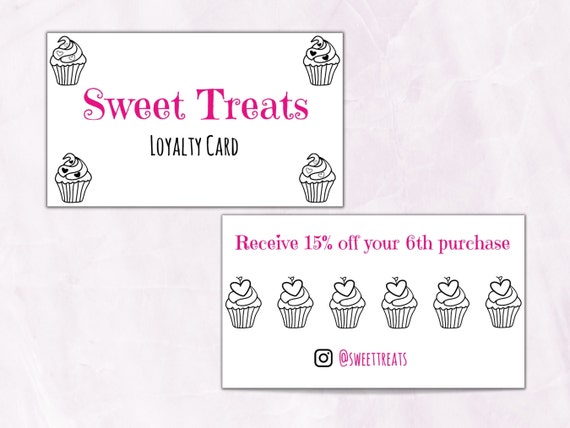 Editable Bakery Loyalty Card Template Cupcake Cake Sweets - Etsy