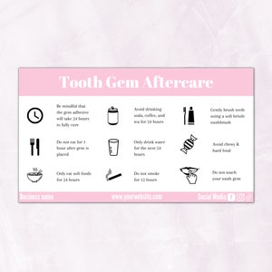 Tooth Gem Aftercare Template Editable Teeth Crystals Care - Etsy