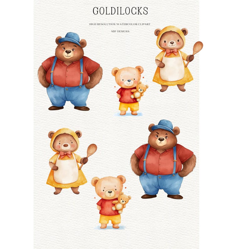 Goldilocks and the Three Bears Sublimation Clipart Illustrations ...