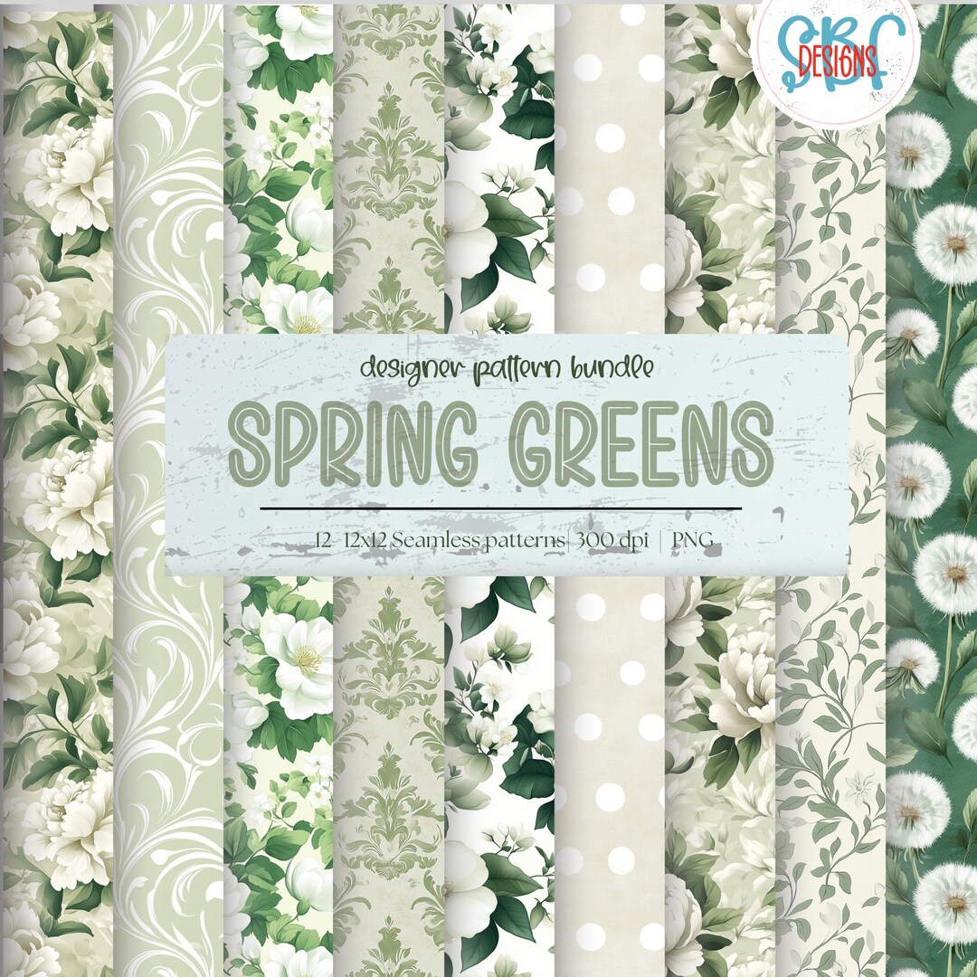 Spring Green Digital Paper Sublimation Clipart Illustrations Graphics ...