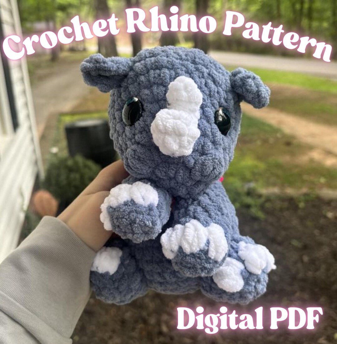 Easy Crochet Pattern - Rhino Amigurumi Plushie, Cute African Animals ...