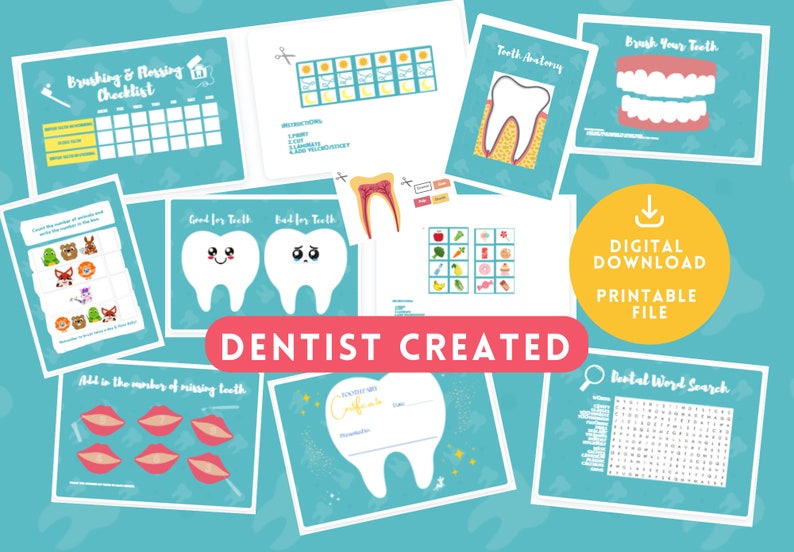 Kid's Dental Activity | Brush Teeth | Dental Education Poster | Kid's ...