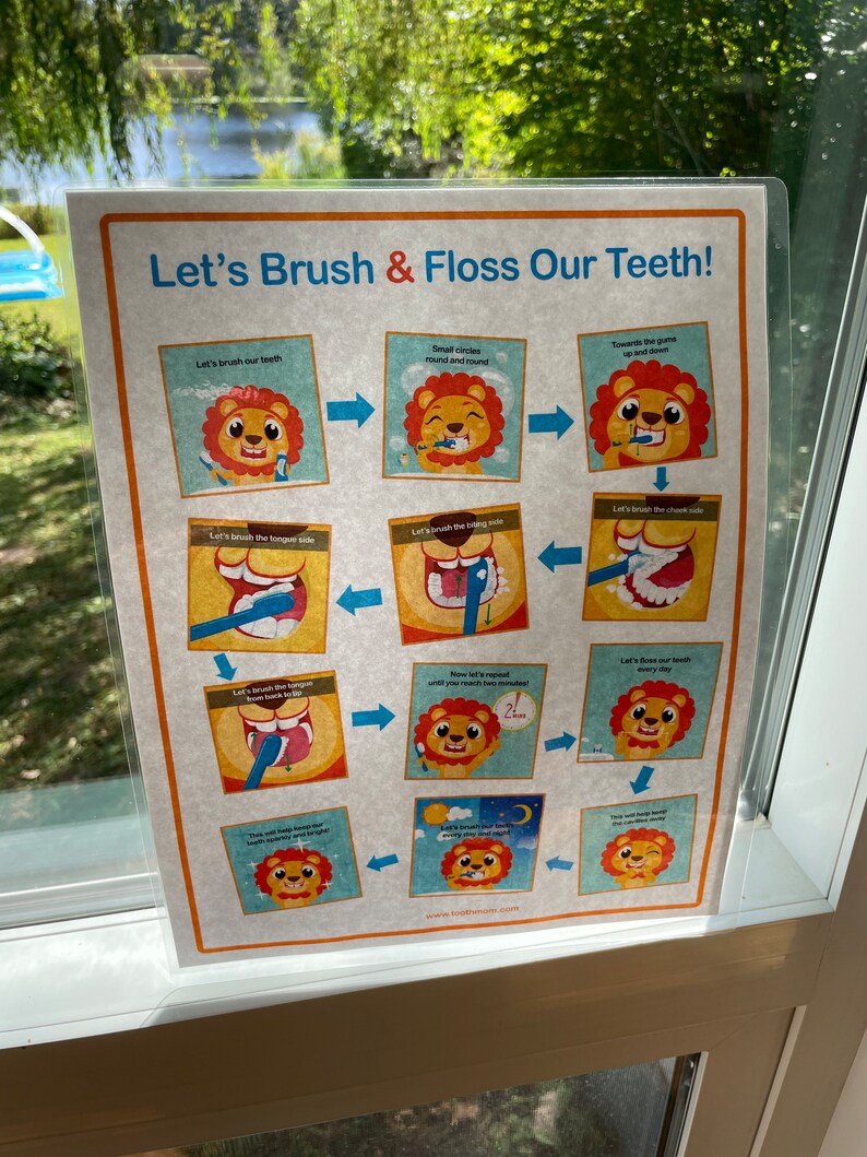 Brushing Routine | Brush Teeth | Dental Education Poster | Kid's Dental ...