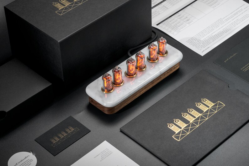 Custom | Marble Nixie Clock | Free Personalization | Alarm Desk Clock ...